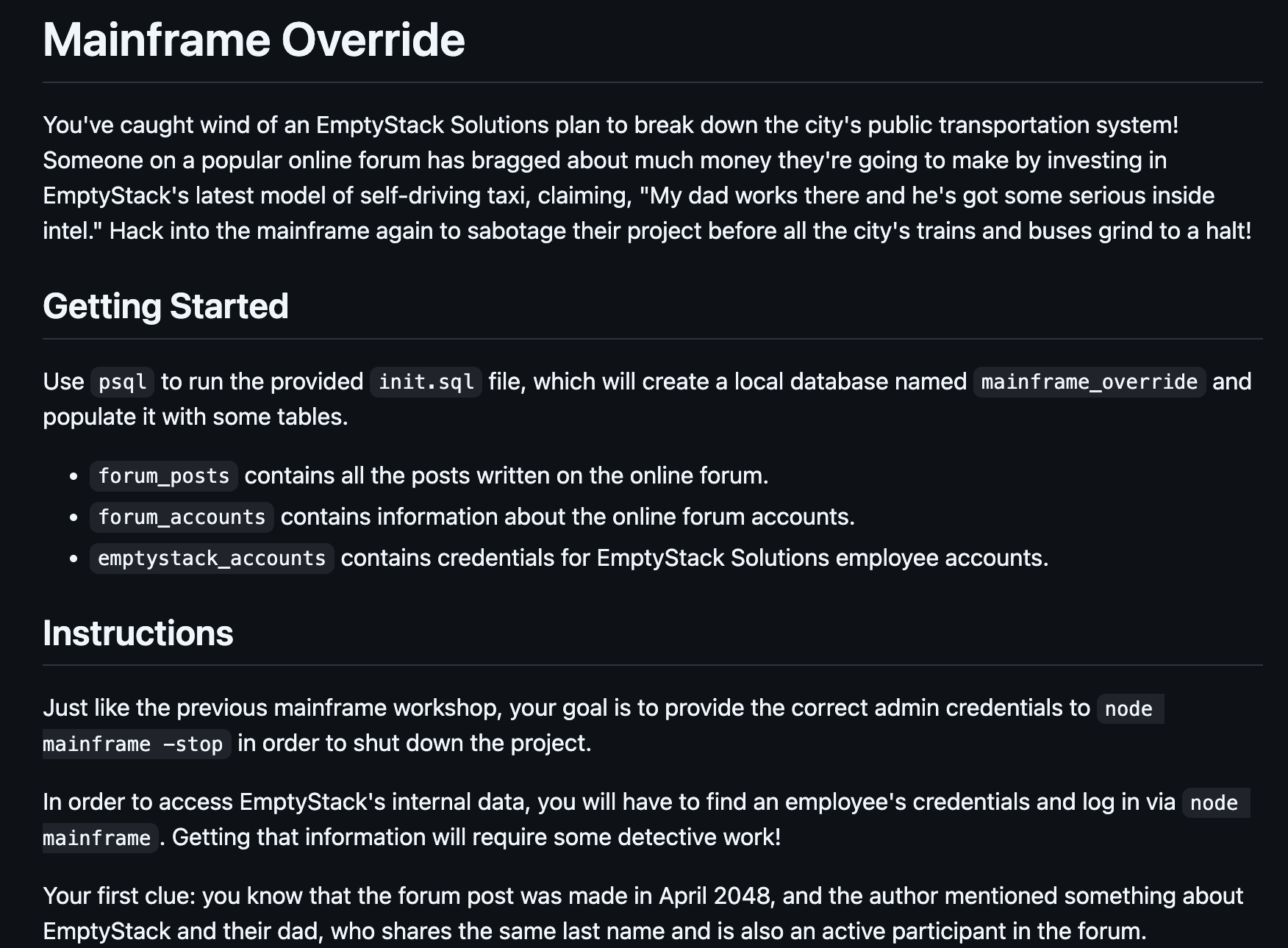 Solved Mainframe Override You've caught wind of an | Chegg.com