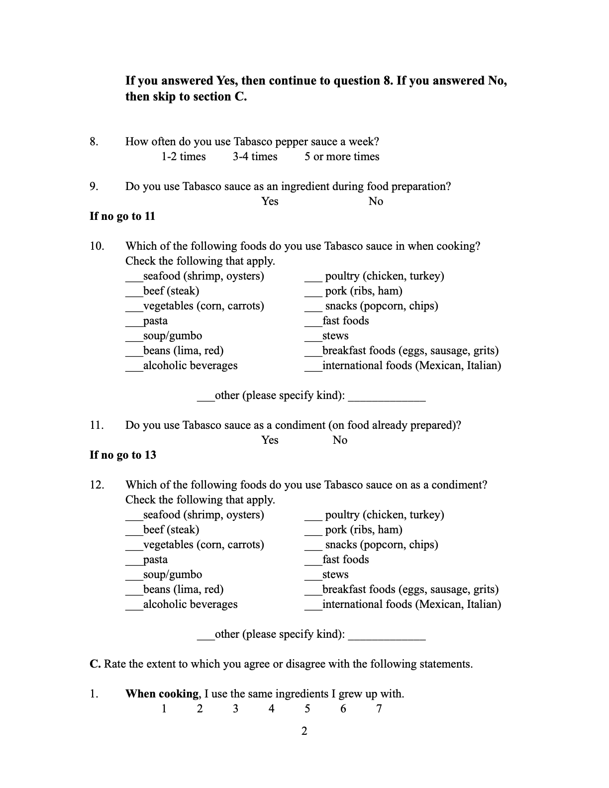 Solved Using the Tabasco data set and questionnaire | Chegg.com