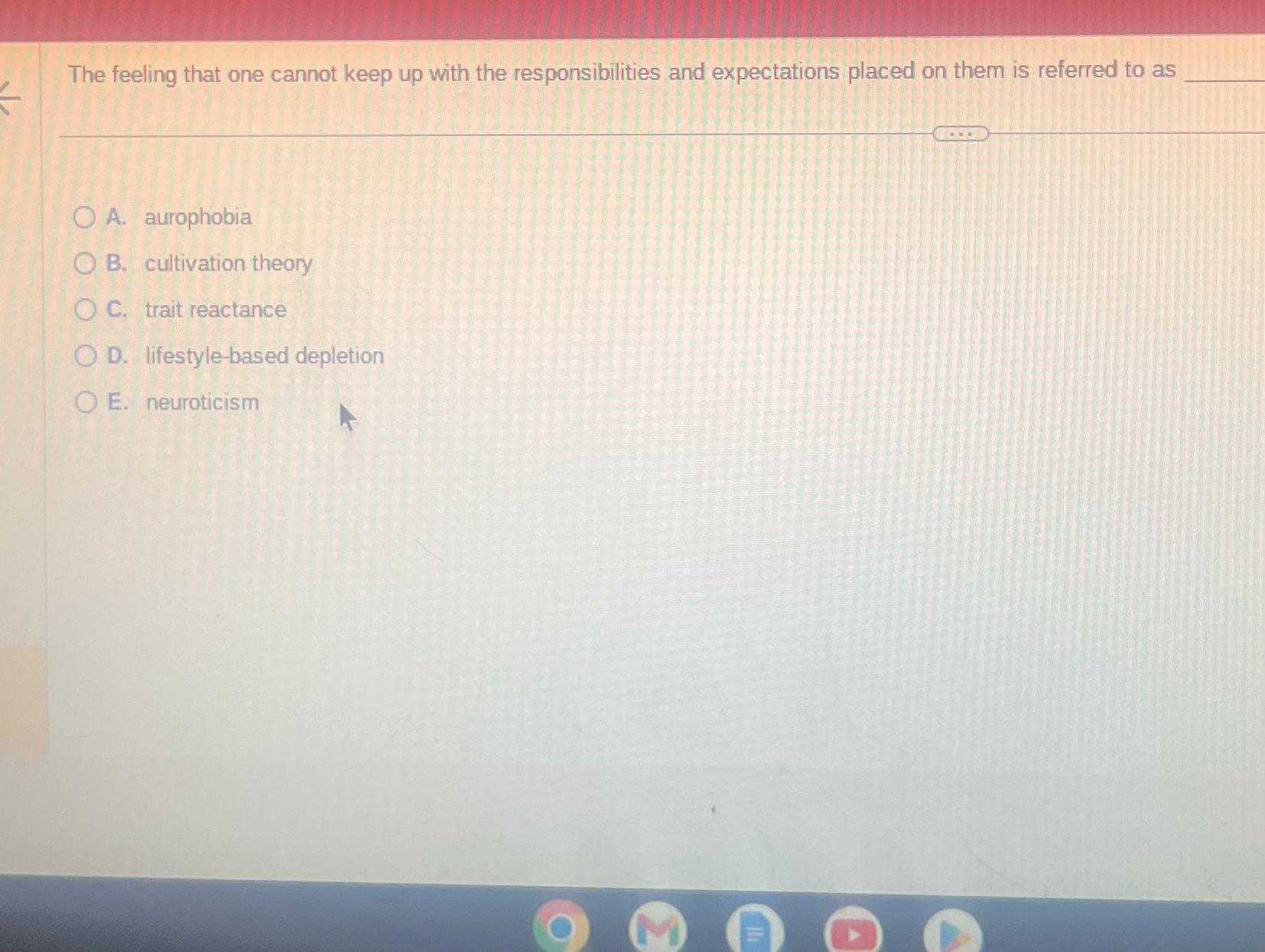 Solved The feeling that one cannot keep up with the | Chegg.com