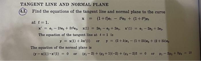 Solved ANGENT LINE AND NORMAL PLANE 1. Find the equations of | Chegg.com