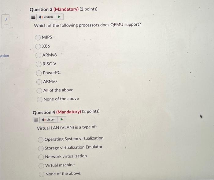 Solved The four types of virtualizations are? Operating | Chegg.com