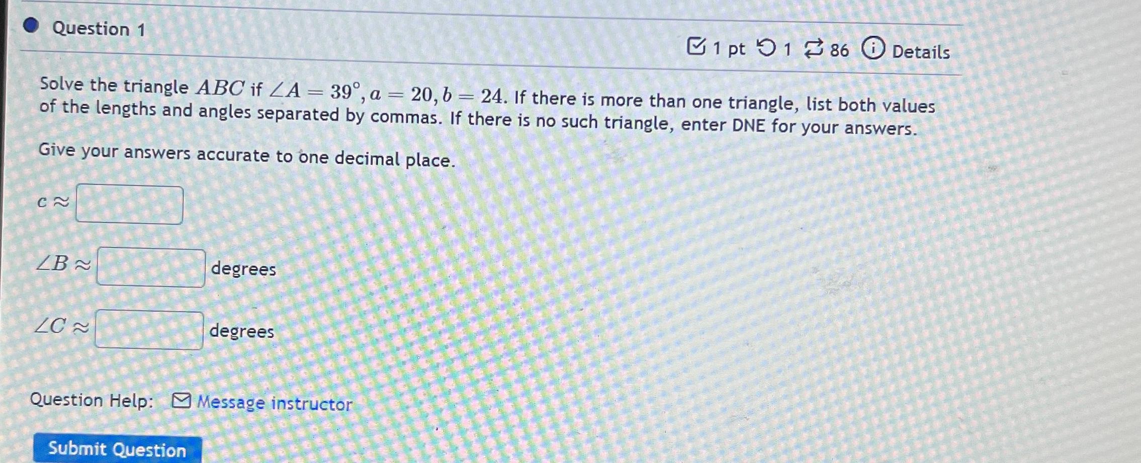Solved Question 11 ﻿pt1⇄86detailssolve The Triangle Abc If