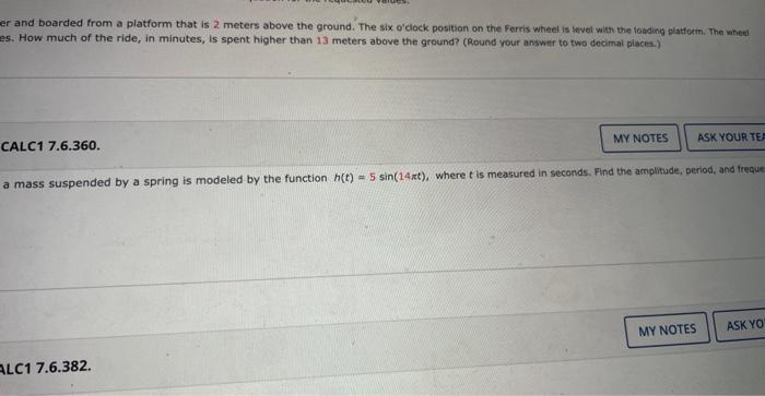 Solved Construct a sinusoidal function with the provided | Chegg.com