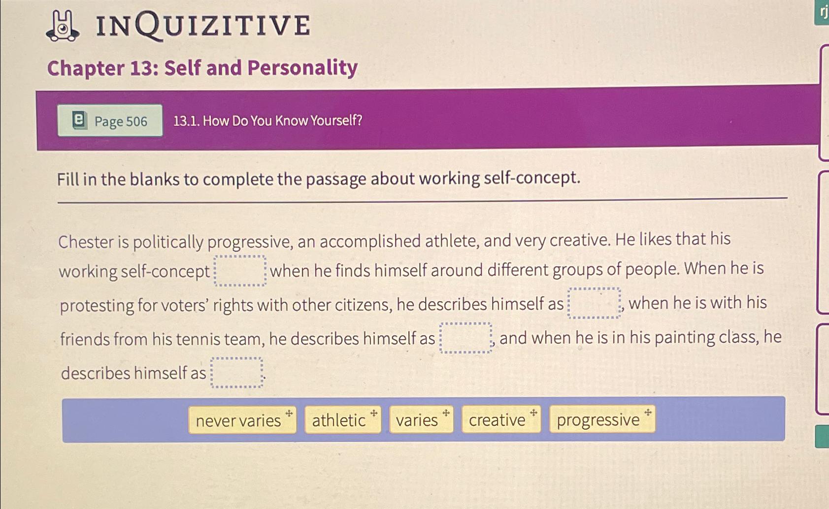 Solved INQUIZITIVEChapter 13: Self and Personality13.1. ﻿How | Chegg.com