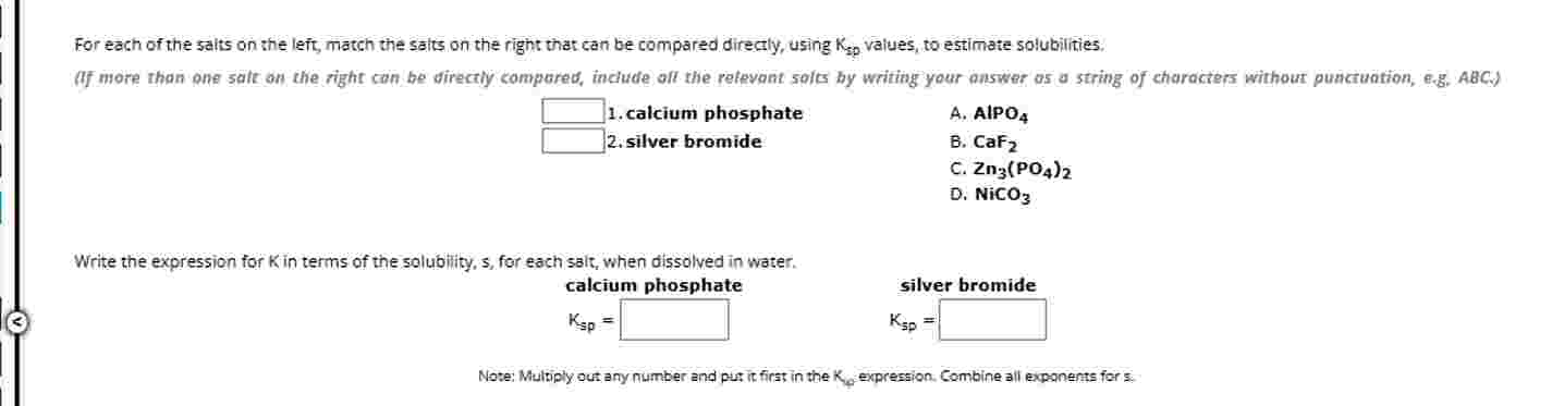 Solved For each of ﻿the salts on ﻿the left, match the salts | Chegg.com