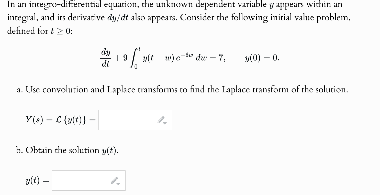 Solved In an integro-differential equation, the unknown | Chegg.com