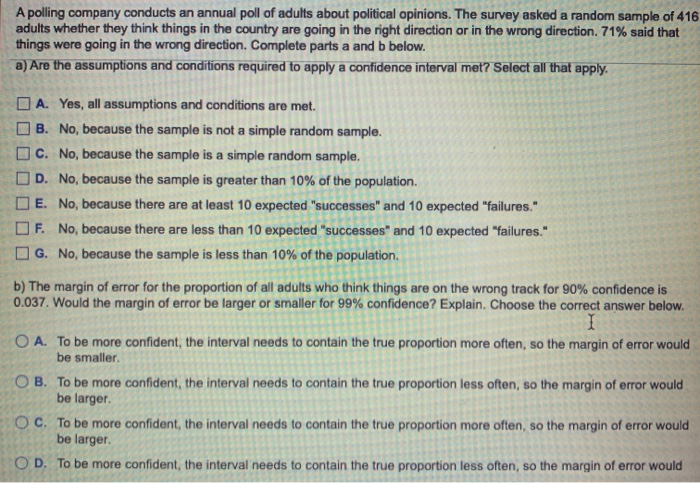 Solved A polling company conducts an annual poll of adults | Chegg.com