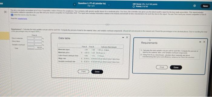Data table Requirements | Chegg.com
