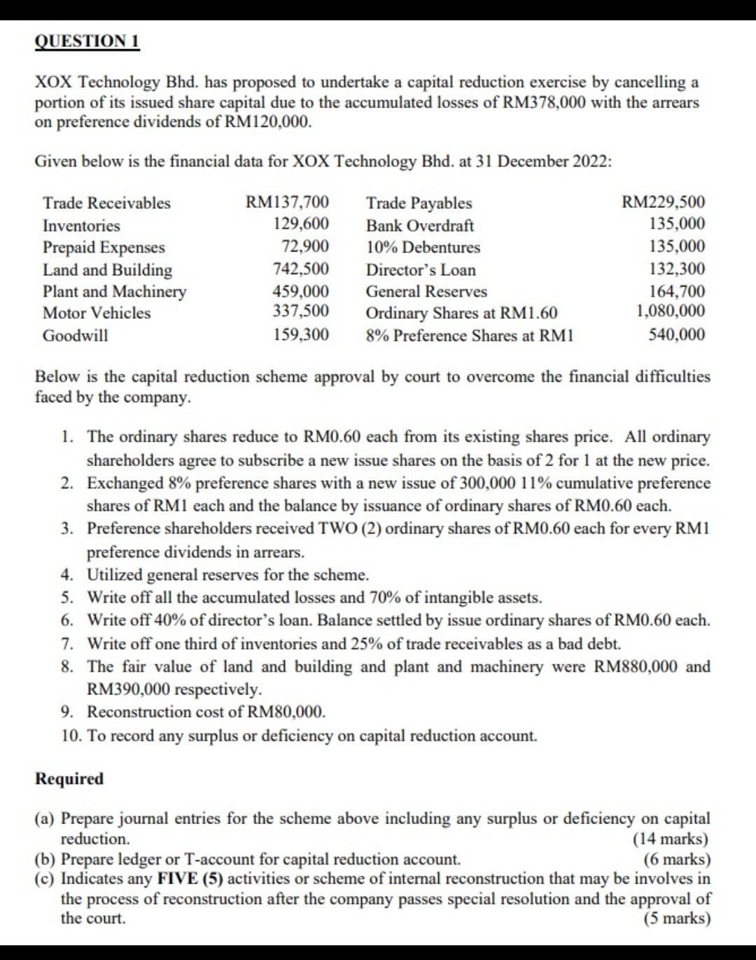 Solved XOX Technology Bhd. has proposed to undertake a | Chegg.com