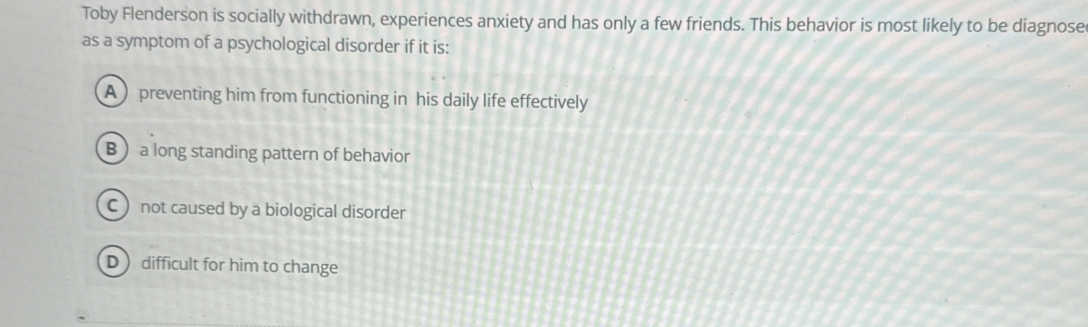 Solved Toby Flenderson is socially withdrawn, experiences | Chegg.com