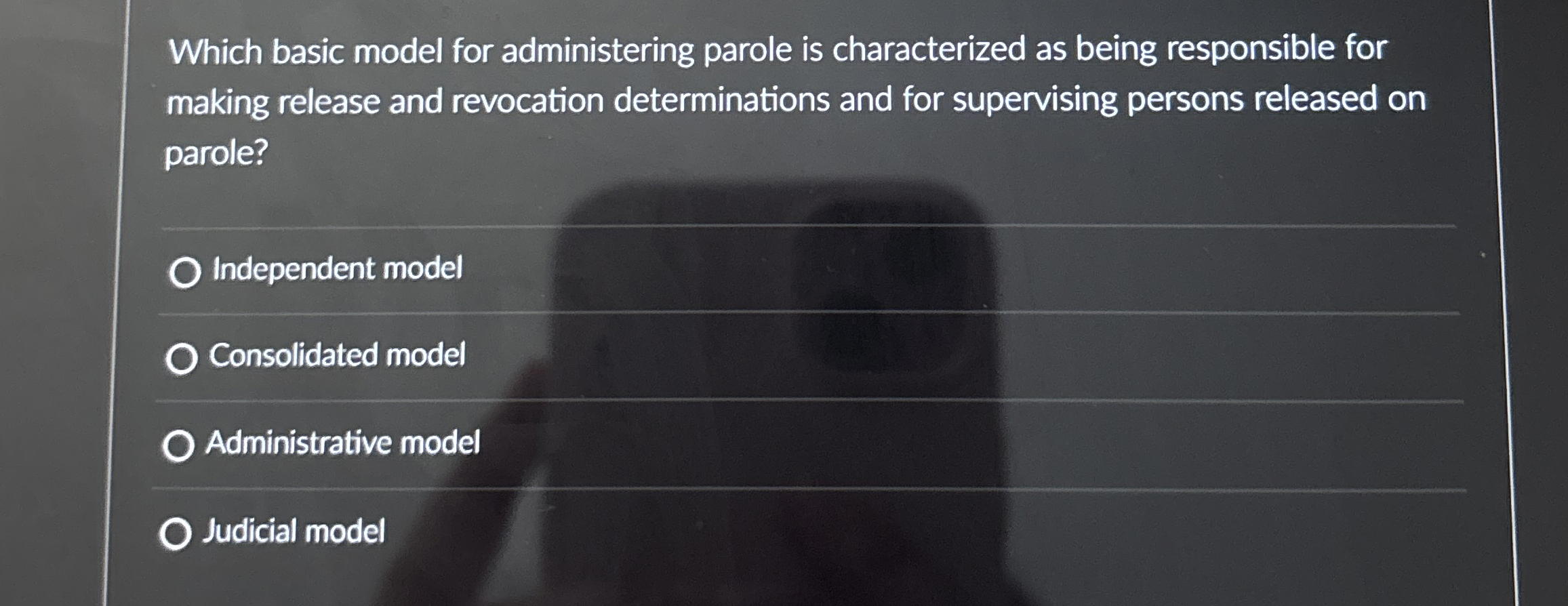 Solved Which basic model for administering parole is | Chegg.com