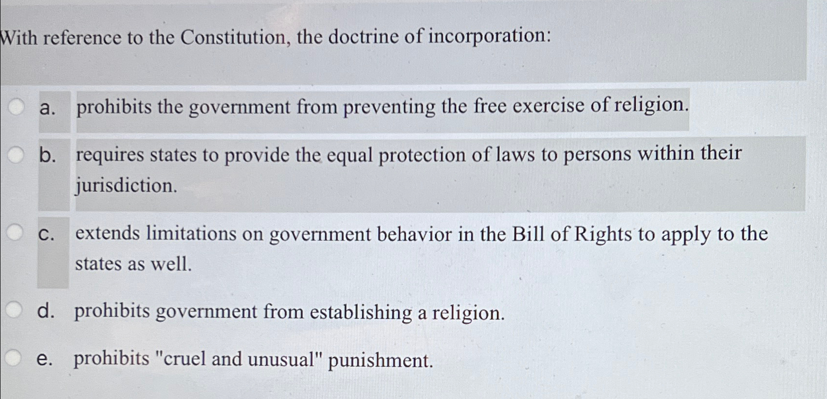 Solved With reference to the Constitution, the doctrine of | Chegg.com