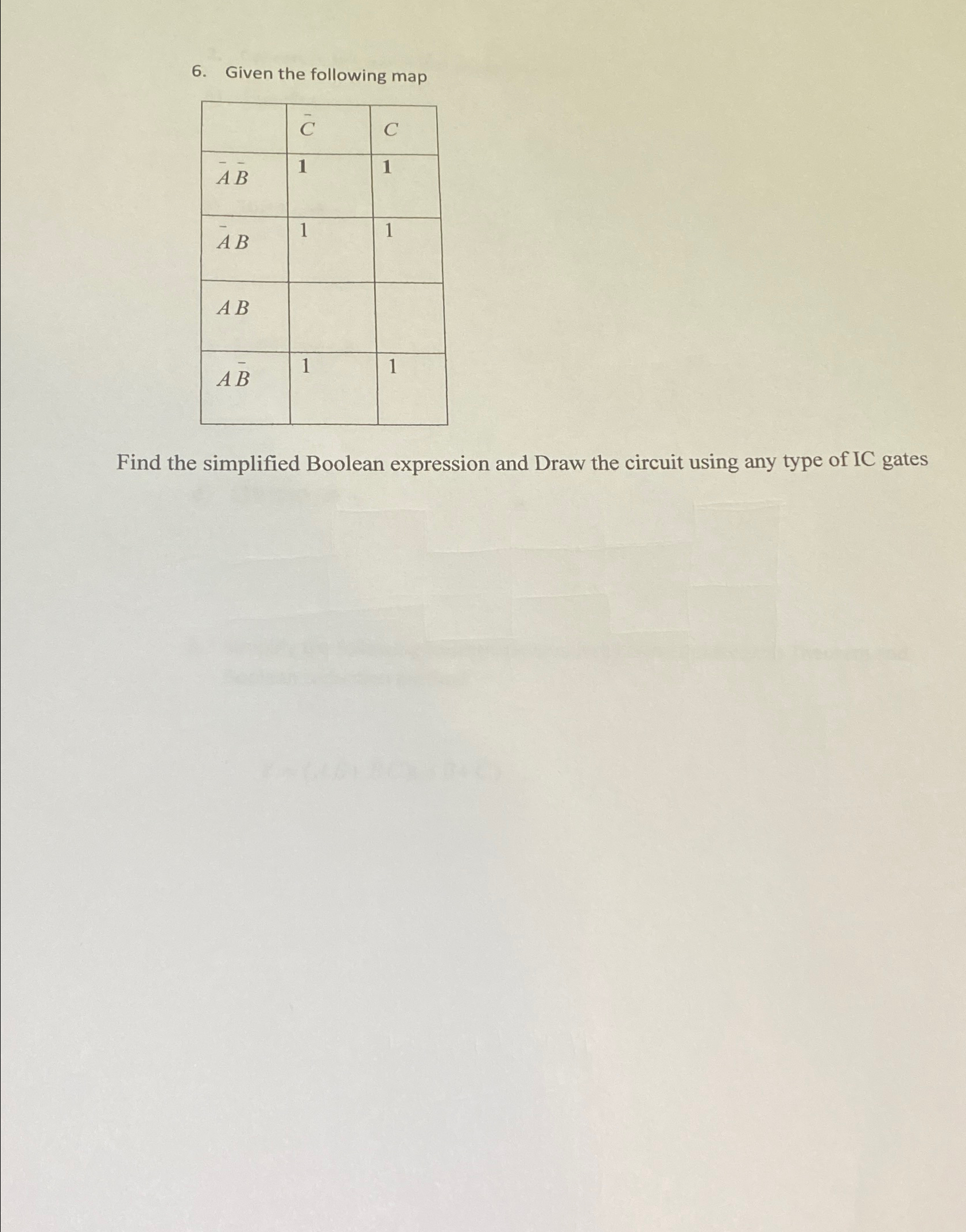 Solved Given the following map\table[[,?bar (C),C | Chegg.com