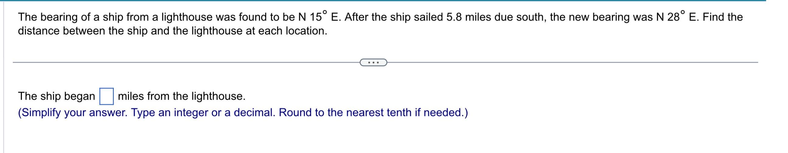 Solved The bearing of a ship from a lighthouse was found to | Chegg.com