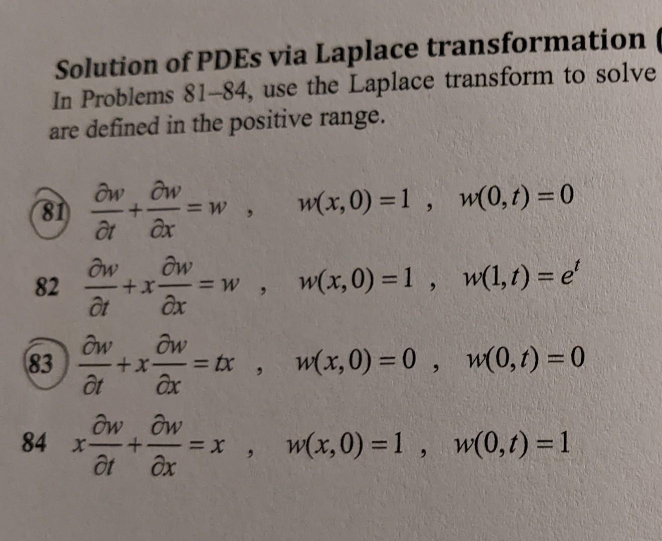 Solved Solution of PDEs via Laplace transformation In | Chegg.com
