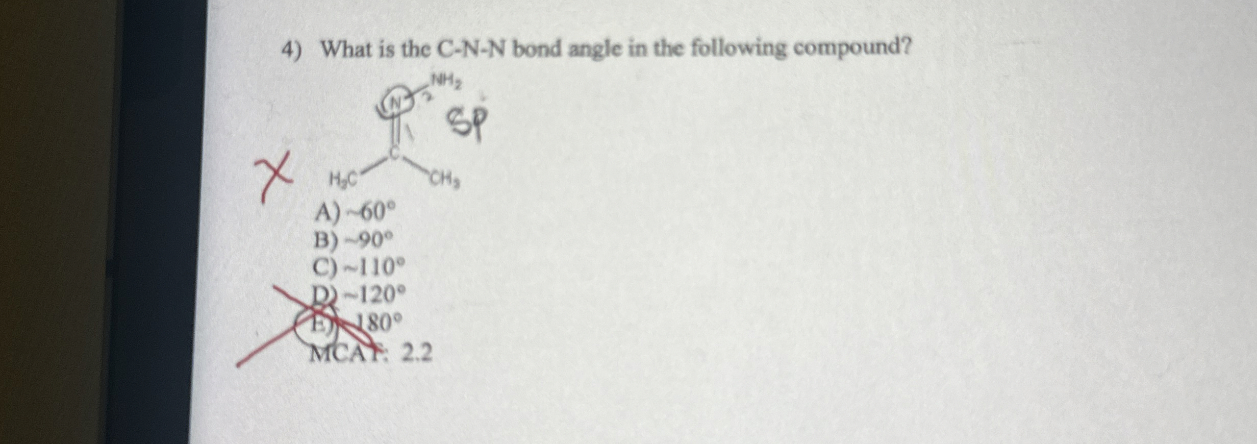 Solved What is the C-N-N ﻿bond angle in the following | Chegg.com