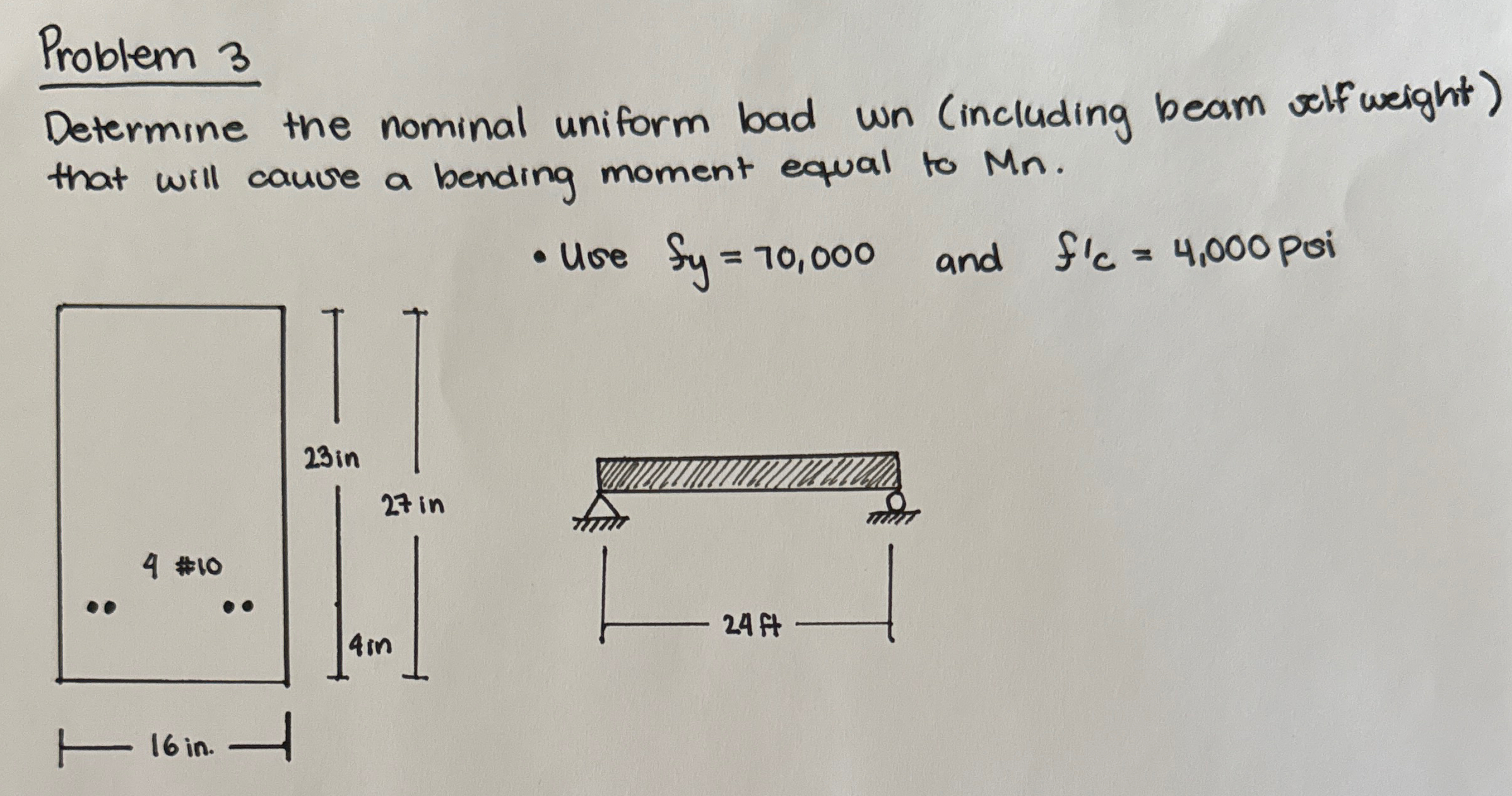 Problem 3Determine the nominal uniform Load wn | Chegg.com