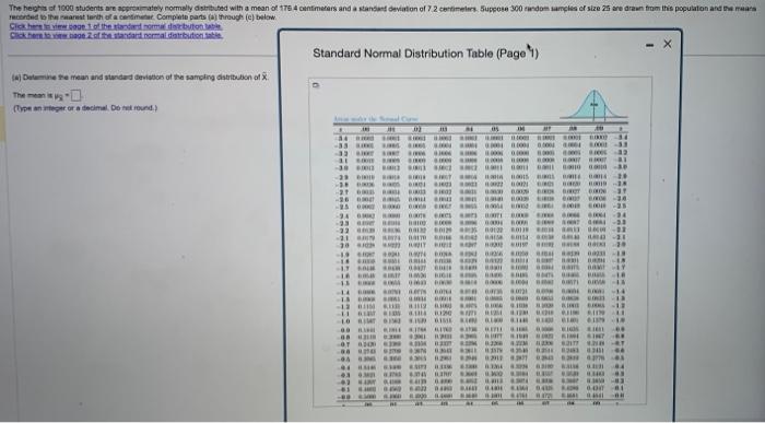 Solved Standard Normal Distribution Table (Page 1 ) The meat | Chegg.com