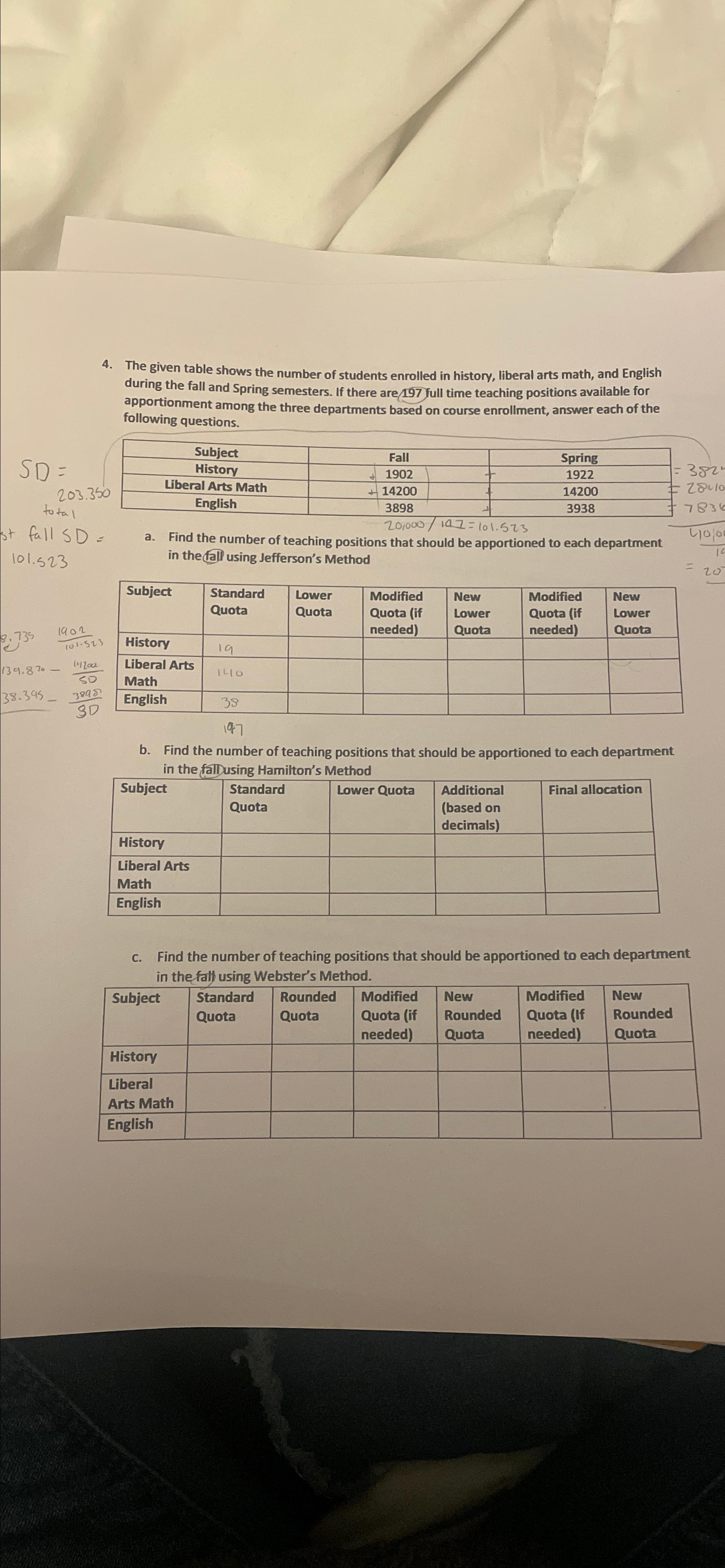 Solved The given table shows the number of students enrolled | Chegg.com
