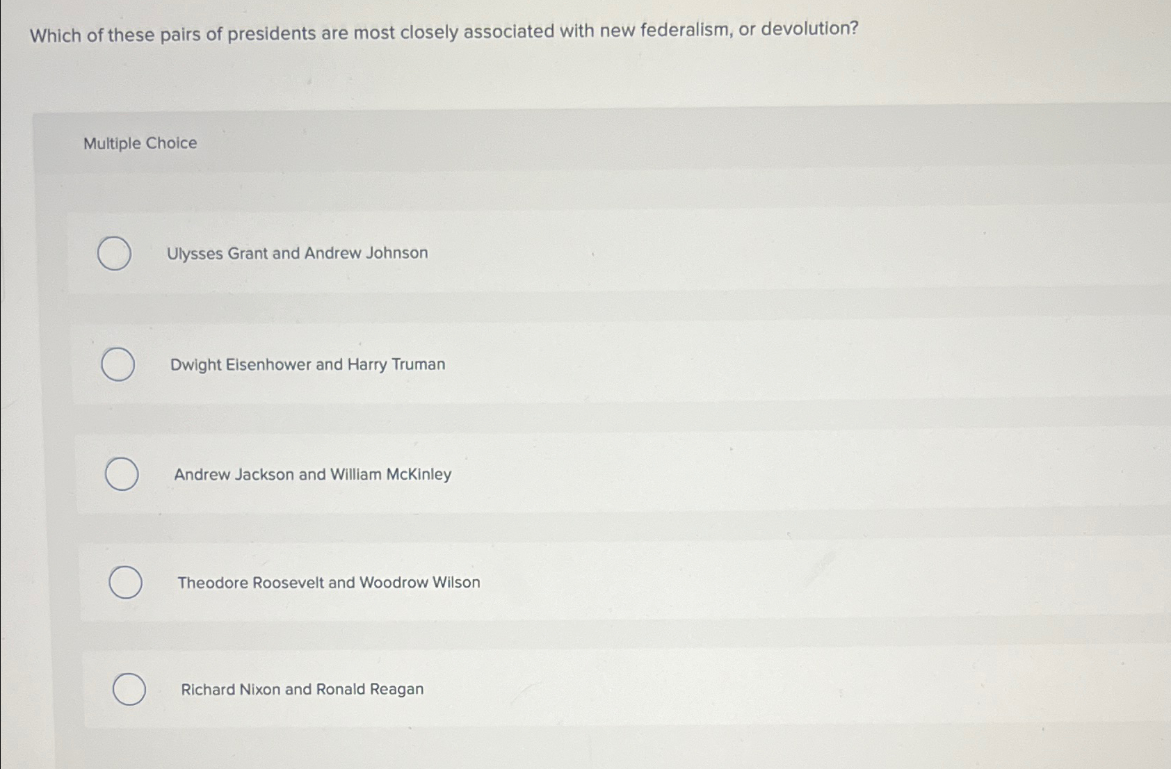 Solved Which of these pairs of presidents are most closely | Chegg.com