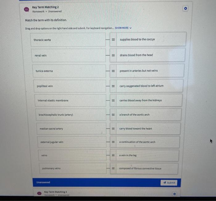 Solved Key Term Matching 2 Homework - Unanswered o Match the | Chegg.com