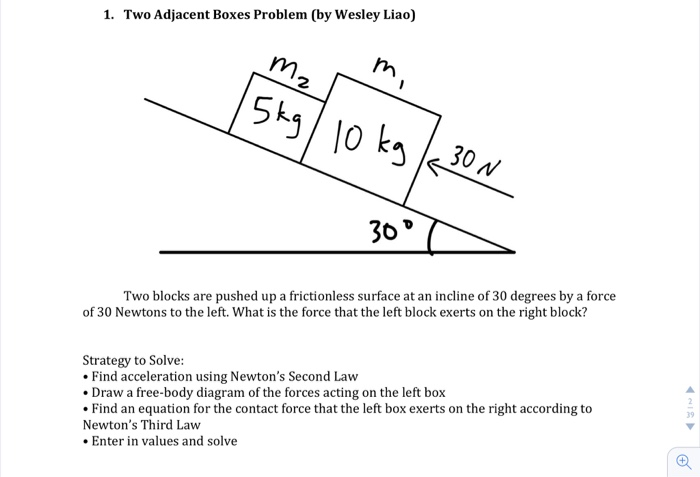 Solved 1. Two Adjacent Boxes Problem (by Wesley Liao) [5kg/ | Chegg.com