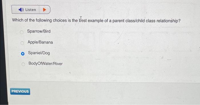 Solved Which of the following choices is the tost example of | Chegg.com