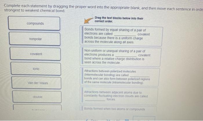 Solved Complete each statement by dragging the proper word | Chegg.com
