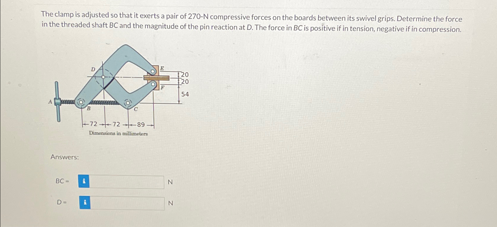 Solved The clamp is adjusted so that it exerts a pair of | Chegg.com