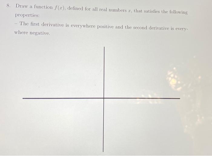 Solved 8. Draw a function f(x), defined for all real numbers | Chegg.com