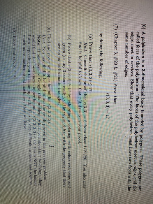 Solved (6) A polyhedron is a 3-dimensional body bounded by | Chegg.com