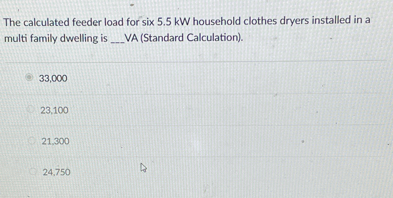 Solved The calculated feeder load for six 5.5kW ﻿household | Chegg.com