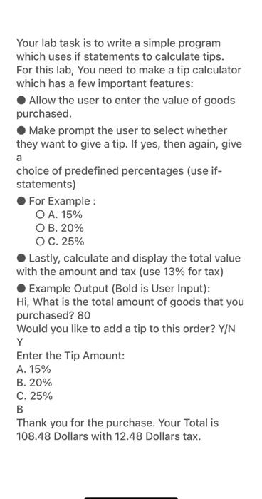 Solved Your Lab Task Is To Write A Simple Program Which Uses 8779
