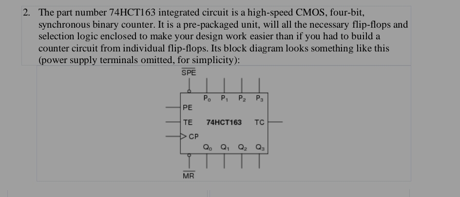The part number 74HCT163 ﻿integrated circuit is a | Chegg.com
