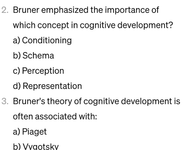 Solved Bruner emphasized the importance of which concept in | Chegg.com