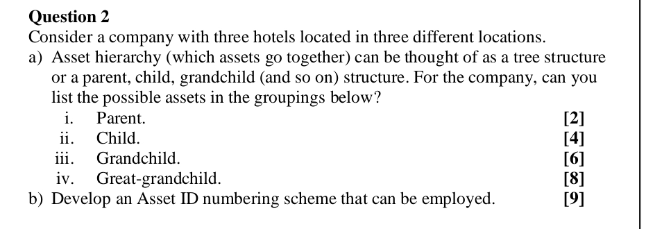 Solved Question 2Consider a company with three hotels | Chegg.com Solved Question 2Consider a company with three hotels | Chegg.com