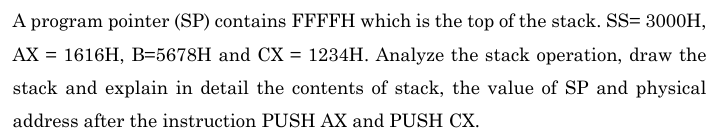 Solved A program pointer (SP) ﻿contains FFFFH ﻿which is ﻿the | Chegg.com