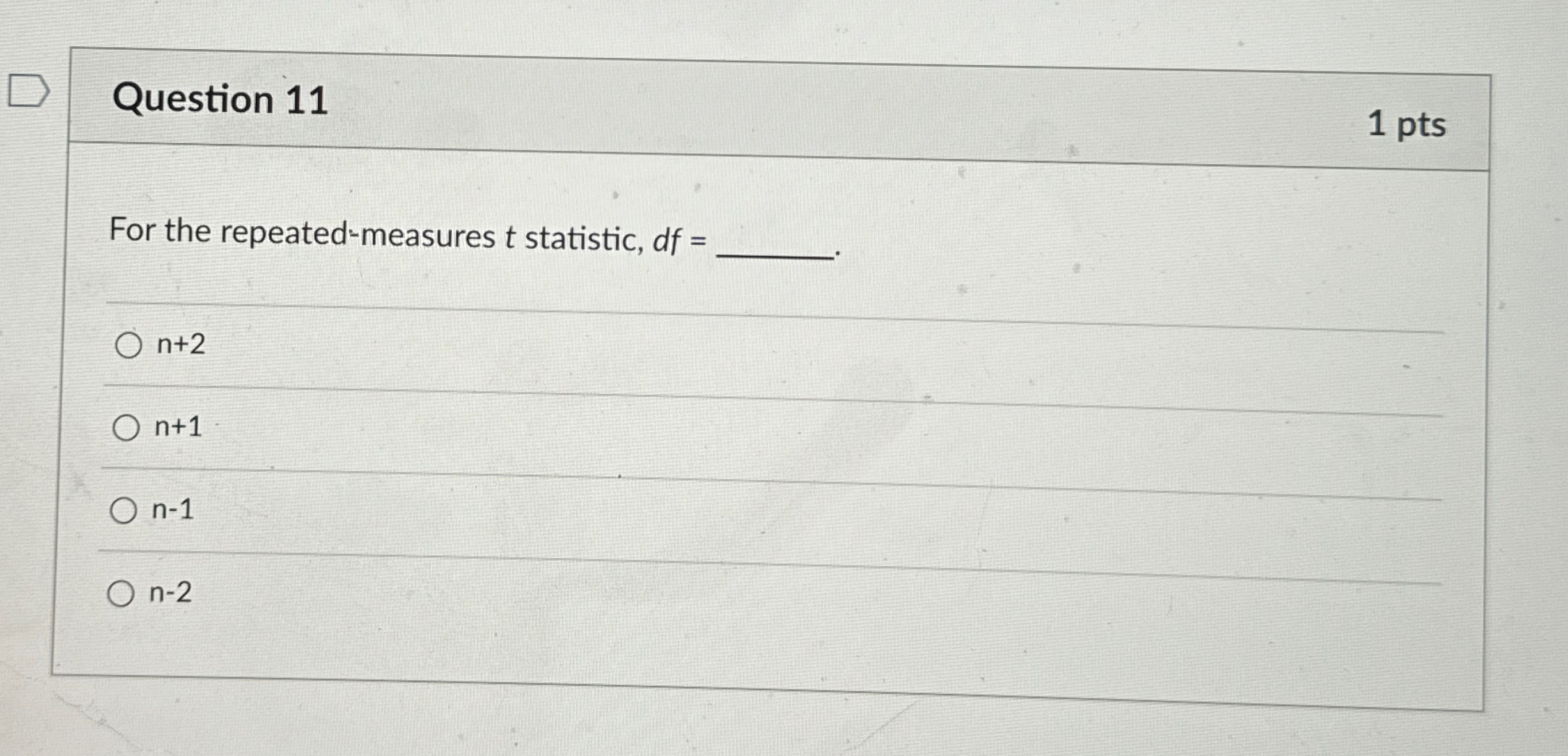 Solved Question 11 1 ﻿pts For the repeated-measures t | Chegg.com