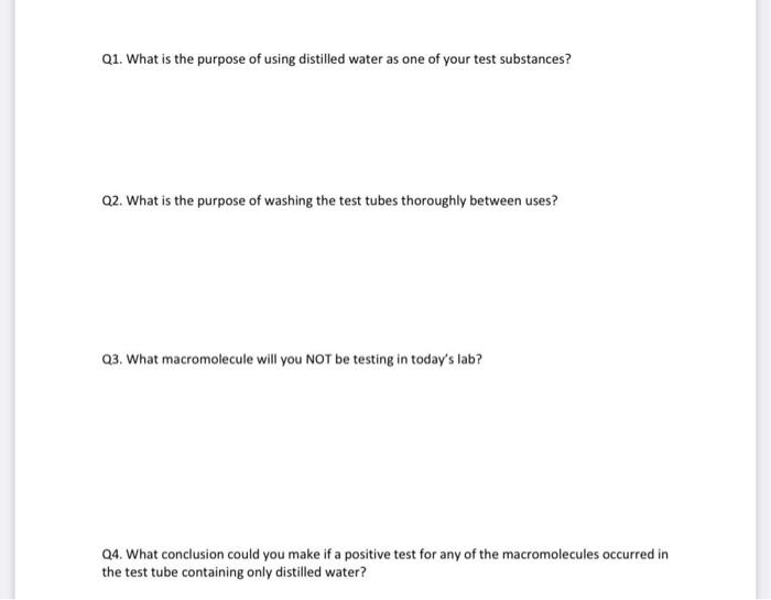 Solved Q1. What is the purpose of using distilled water as | Chegg.com