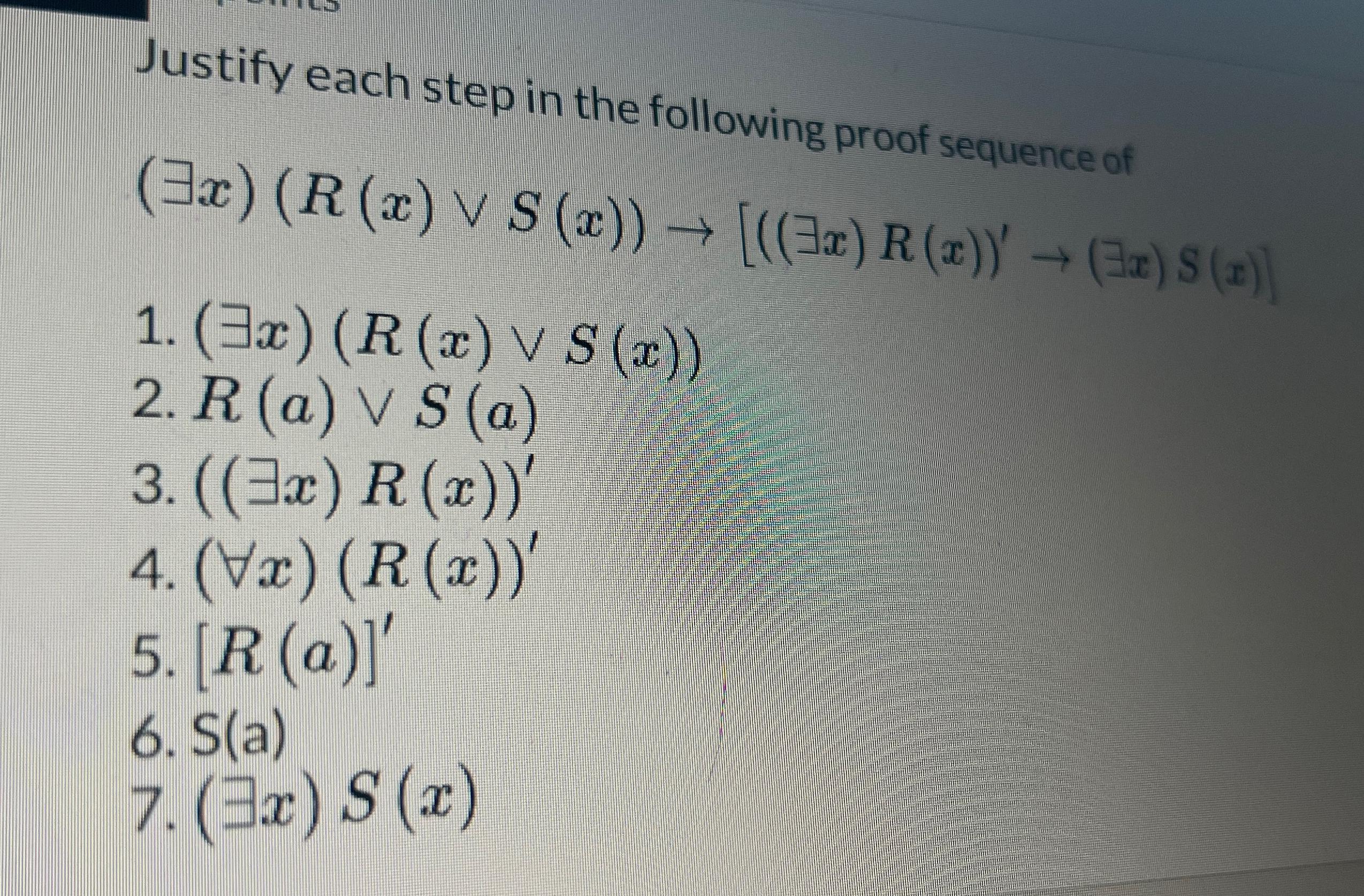 Solved Justify each step in the following proof sequence | Chegg.com