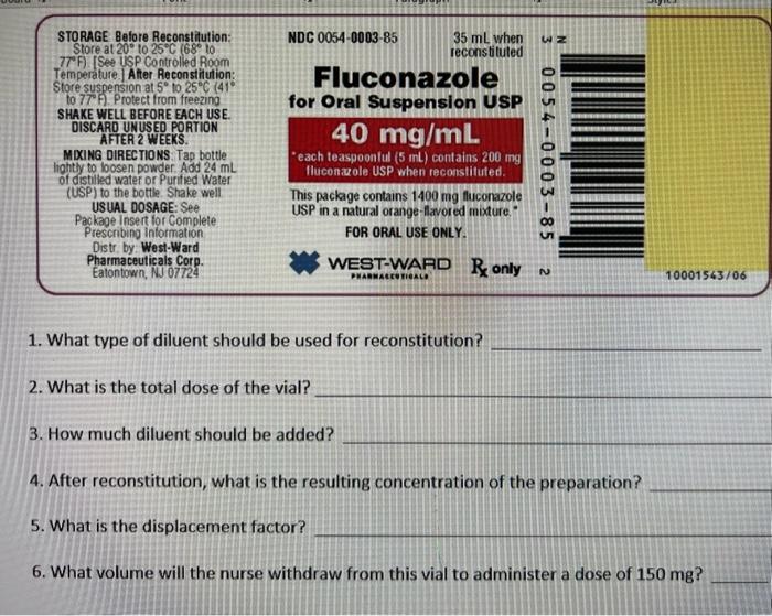 Solved 1. What type of diluent should be used for | Chegg.com