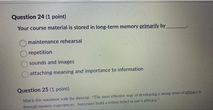 Solved Your course material is stored in long-term memory | Chegg.com