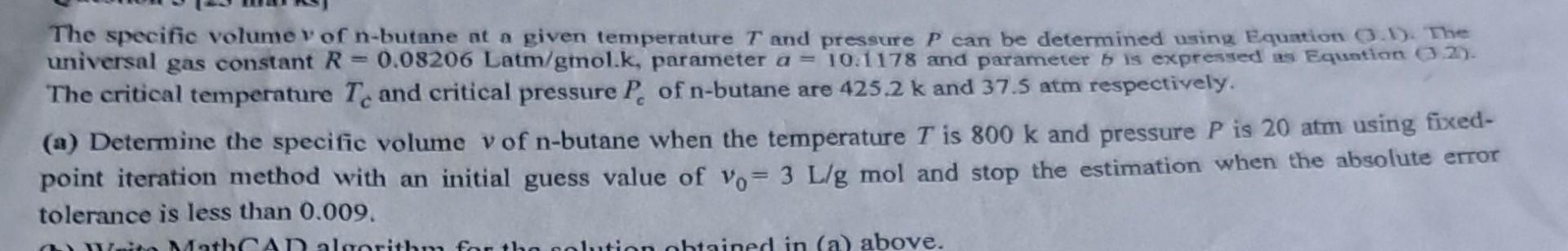 Solved The specific volume v of n-butane at a given | Chegg.com