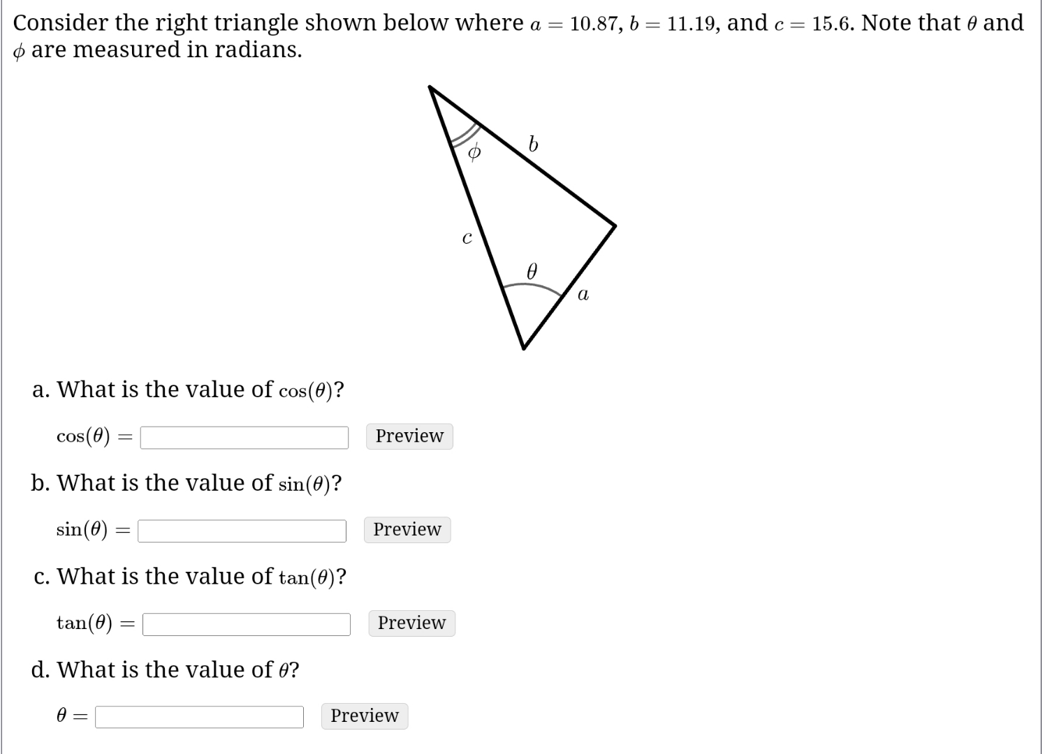 Solved Consider the right triangle shown below where | Chegg.com