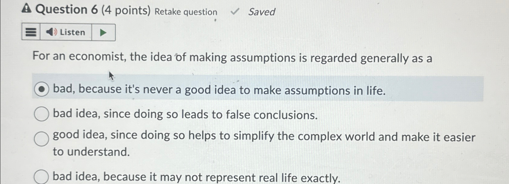 Solved Question 6 (4 points) Retake questionSavedFor an | Chegg.com Solved Question 6 (4 points) Retake questionSavedFor an | Chegg.com