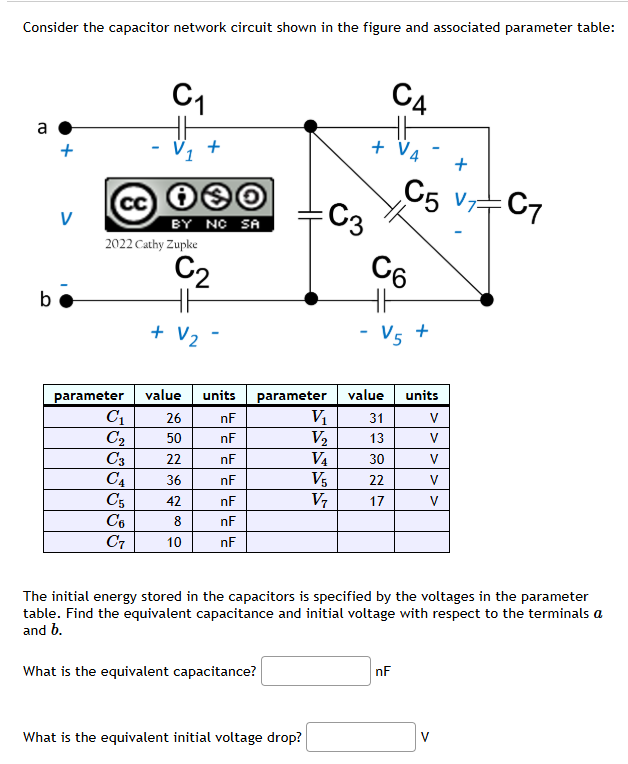 Solved Consider the capacitor network circuit shown in the | Chegg.com