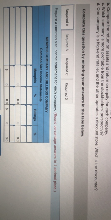 Exercise 4-19A (Algo) Using common size statements | Chegg.com