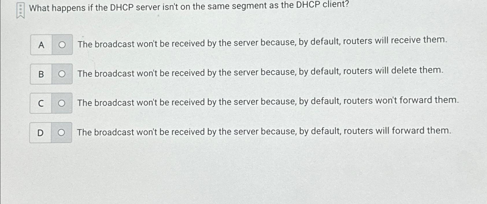 Solved What happens if the DHCP server isn't on the same | Chegg.com