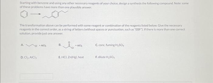 Solved Starting with benzene and using any other necessary | Chegg.com