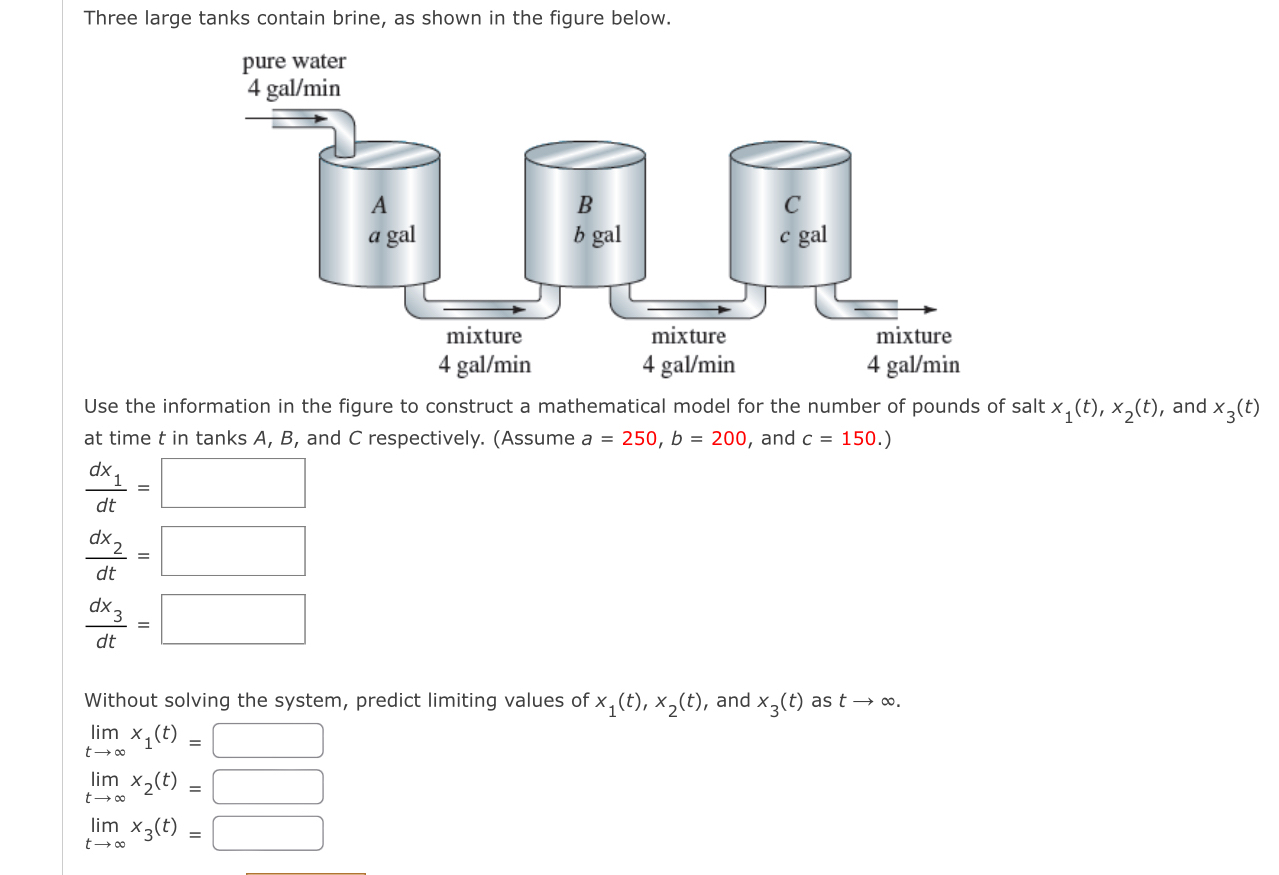 Solved Three large tanks contain brine, as shown in the | Chegg.com